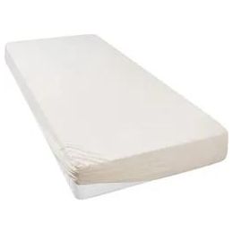 Spannbettlaken my home "Strawberry in Gr. 90x200, 140x200 oder 180x200 cm", beige (creme), B:160cm L:200cm, Jersey, Obermaterial: 50% Baumwolle, 50% Polyester, Bettlaken, für Matratzen bis 18cm Höhe, Spannbetttuch, Baumwollmischung