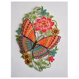 Fensterbild Stickereien Plauen "Schmetterling" Gr. 1, bunt, B:20cm H:30cm, Polyester, Fensterbilder, Hakenaufhängung