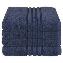 Handtücher Schiesser "Milano aus 100% Baumwolle mit eleganter Bordüre in Hoch-Tief-Optik", blau (dunkelblau), B:50cm L:100cm, Frottier, Frottier, Handtücher, Made in Green