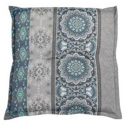Hockerauflage GO-DE, blau (blau, grau), B:50cm H:8cm T:50cm, Bezug: 65% Polyester, 35% Baumwolle, Polsterauflagen