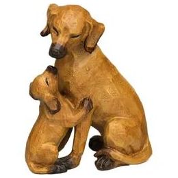 Dekofigur AMBIENTE HAUS "Hund mit Welpe", braun, Ø, Metall, Dekofiguren, groß
