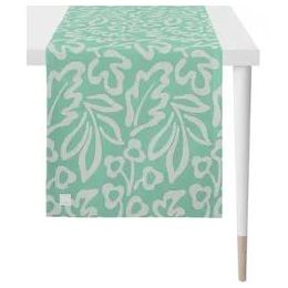 Tischläufer Apelt "3971 Outdoor, Sommerdeko, Sommer", grün (mint, creme), B:46cm L:135cm, Polyester, Tischdecken, Jacquardgewebe