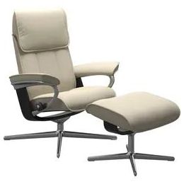 Fu&szlig;hocker stressless "Admiral", beige (cream batick), B:55cm H:41cm T:39cm, Leder BATICK: BATICK ist ein leicht korrigiertes, durchgef&auml;rbtes und genarbtes M&ouml;belleder, bei dem die meisten Unebenheiten und Spuren in der Regel entfernt wurden., Hocker, Fu&szlig;hocker, mit Cross Base, Gr&ouml;&szlig;e M & L, Holzakzent Schwarz