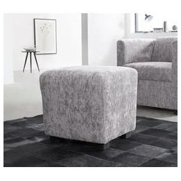 Hocker Home Affaire "Bob", silber, B:46cm H:43cm T:46cm, Luxus-Microfaser (92% Polyester, 8% Nylon);Struktur fein ( 100% Polyester);Struktur in Chenille-Optik (30% Polyester, 70% Polyacryl);Chenillestruktur (40% Polyester, 60% Polyacryl), Hocker, Polsterhocker