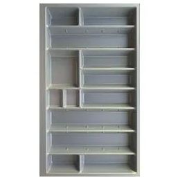 Besteckeinsatz KOCHSTATION "Cara", silber (silbergrau), B:82cm H:5,5cm T:47,5cm, Kunststoff, Schubladeneins&auml;tze, Besteckeinsatz, 90 cm breit, f&uuml;r Schubk&auml;sten der Serien Tokio, Cara, Elga, Tara, Avio