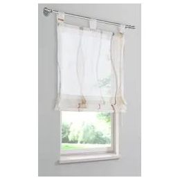 Raffrollo my home "Dimona" Gr. 5, beige (creme, schoko), B:120cm H:140cm, Voile, Obermaterial: 100% Polyester, Raffrollos, Transparent, Voile, Polyester