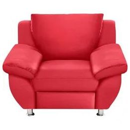 Sessel DOMO collection "Pilar elegant und zeitloses Design, komfortabel, bequeme Armlehnen", rot, B:108cm H:80cm T:91cm, Struktur ( 100% Polyester);Kunstleder SOFTLUX, Sessel, Polstersessel