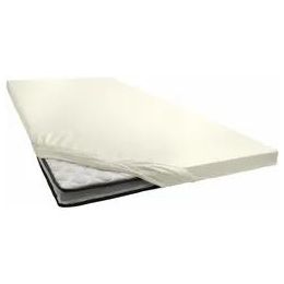 Spannbettlaken Primera "Elasthan-Feinjersey Topper", beige (ecru), 1 Stk., Jersey-Elasthan, 180x200 180x210 180x220 190x200 190x210 190x220 200x200 200x210 10, Jersey-Elasthan, Obermaterial: 95% Baumwolle, 5% Elasthan, Bettlaken, Aus 95% gekämmter Baumwolle und 5% Elastan