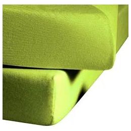 Spannbettlaken Fleuresse "Ines hochwertiger Jersey aus reiner Baumwolle", grün (apfelgrün), B:100cm L:220cm, Jersey, Obermaterial: 100% Baumwolle, Laken, aus Baumwolle, für Matratzen bis 23 cm Höhe, Bettlaken, Spannbetttuch