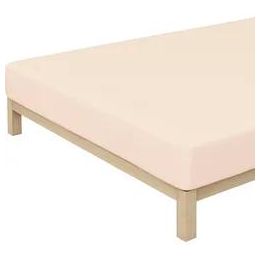 Spannbettlaken Schlafgut "Premium", rot (rot light), 1 Stk., Mako-Zwirn-Jersey, 120-130x200-220 30, Mako-Zwirn-Jersey, Obermaterial: 95% Baumwolle, 5% Elasthan, Bettlaken, Zero Waste Verpackung, PREMIUM Qualität
