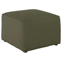 Hocker Andas "Sundstrup", grün (oliv), B:70 H:47 T:70, 93% Polyester, 6% Acryl, 1% Baumwolle, Hocker, Modulserie, individuelle Zusammenstellung