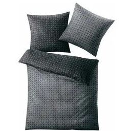 Wendebettwäsche Kleine Wolke "Punto", grau (anthrazit), B/L: 135cm x 200cm, 1 Stk., 1 Stk., Mako-Satin, B/L: 80cm x 80cm, 2 Stk., Mako-Satin, Obermaterial: 100% Baumwolle, Bettwäsche, mit graphischem Muster