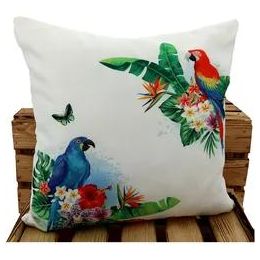 Weckbrodt-Gardinen Dekokissen WECKBRODT "Papagei" Gr. 1, bunt (multi, bedruckt), B:45cm H:13cm L:45cm, Polyester, Dekokissen_Sitzkissen_Kissenhüllen, Kissenhülle mit Füllung, Outdoor