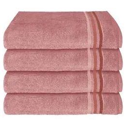 Handtücher Schiesser "Skyline Color aus 100 % Baumwolle mit eleganter Streifenbordüre", rosa (altrosa), B:50cm L:100cm, Frottier, Frottier, Handtücher, MADE IN GREEN by OEKO-TEX