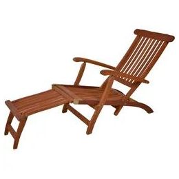 Gartensessel Garden Pleasure "Phoenix", braun (holzfarben), H:92cm T:163cm, Sessel, Eukalyptusholz, verstellbar