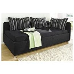 Polsterliege Maintal, schwarz, B:86cm L:206cm, 100% Polyester, Komplettbetten, inkl. Bettkasten, Liege mit Umbau