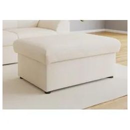 Hocker DOMO collection "Topper", beige (creme), B:93cm H:40cm T:69cm, Hocker, Polsterhocker, mit Wellenunterfederung, auf Kunststoffgleitern