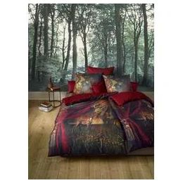Wendebettwäsche Fleuresse "Bed Art S 3759", rot (rubin), B/L: 200cm x 200cm, 1 Stk., 1 Stk., Mako-Satin, B/L: 80cm x 80cm & 80cm x 80cm, 3 Stk., Mako-Satin, Obermaterial: 100% Baumwolle, Bettwäsche