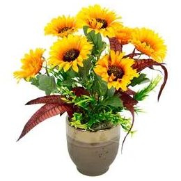 Gestecke I.GE.A. "Sonnenblumen", gelb, B:30cm H:40cm L:30cm, Kunstpflanzen, Im Topf aus Keramik