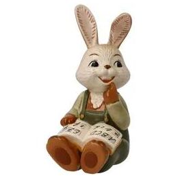 Osterhase Goebel "Hasenschule - Früh übt sich", bunt, B:6,5cm H:4,5cm T:10cm, Steingut, Dekofiguren, Sammelfigur, Hase beim Lesen