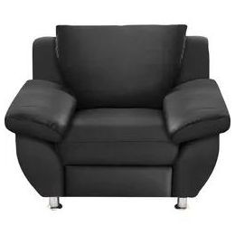 Sessel DOMO collection "Pilar elegant und zeitloses Design, komfortabel, bequeme Armlehnen", schwarz, B:108cm H:80cm T:91cm, Struktur ( 100% Polyester), Kunstleder SOFTLUX, Sessel, Polstersessel