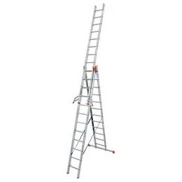 Vielzweckleiter Krause "Tribilo", grau (aluminiumfarben), B:48cm H:23cm L:355cm, Aluminium, Leitern, Alu, 3x12 Sprossen, Arbeitshöhe ca. 930 cm