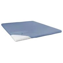 Spannbettlaken Primera "Elasthan-Feinjersey Topper", blau, B:140-160cm L:200-220cm, Jersey-Elasthan, Obermaterial: 95% Baumwolle, 5% Elasthan, Laken, Aus 95% gekämmter Baumwolle und 5% Elastan