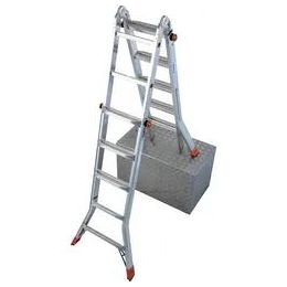 Teleskopleiter Krause "MONTO TeleMatic", silber (silberfarben), B:68cm H:160cm, Aluminium, Leitern