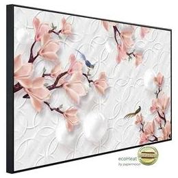 papermoon Infrarotheizung "Muster mit Blumen", bunt (kunstmotiv im aluminiumrahmen), B/H/T: 120cm x 90cm x 3cm, 1.200 W, Heizkörper, sehr angenehme Strahlungswärme