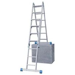 Gelenkleiter Krause "Stabilo", grau (aluminiumfarben), B:42cm H:530cm L:190cm, Aluminium, Leitern, Combileiter mit 2x3 und 2x6 Sprossen