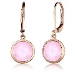 Paar Ohrhänger Elli "Ohrhänger Quartz Rosé 925 Sterling Silber Rosegold", rosa (rosegold), Ohrringe, Damen, OneSize,mit Steinen, Silber 925 (Sterlingsilber)
