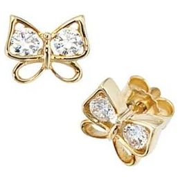 Paar Ohrstecker Jobo "Schmetterling", gold (gelbgold 333), Ohrringe, Damen, Gelbgold 333, 333 Gold mit 4 Zirkonia
