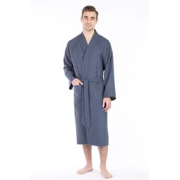 Unisex-Bademantel Framsohn FROTTIER "leger geschnitten, hergestellt in &Ouml;sterreich" Gr. XL, grau (anthrazit), L:120cm, Waffelpiqu&eacute;, Hausm&auml;ntel, Unisex Waffelpiqu&eacute;
