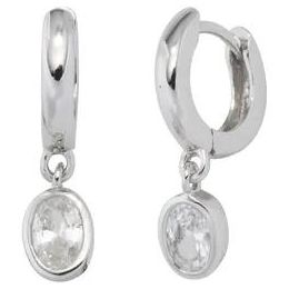 Paar Creolen Jobo, silber (silber 925), Ohrringe, Damen, Silber 925 (Sterlingsilber), 925 Silber mit Zirkonia