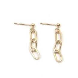 Paar Ohrstecker Firetti "kleine Kugeln, Kettenglieder", gold (gelbgoldfarben), Ohrringe, Damen, Metall