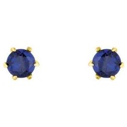 Paar Ohrstecker Amor "2022942", gold (gelbgoldfarben, blau, blau), Ohrringe, Damen, Gelbgold 375, mit Zirkonia (synth.)