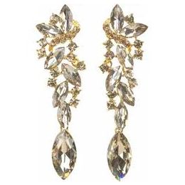 Paar Ohrstecker Firetti "Glamour-Look", gold (gelbgoldfarben, goldfarben), Ohrringe, Damen, Materialmix, mit Glasstein