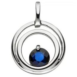 Runder Anh&auml;nger Jobo, wei&szlig; (wei&szlig;gold 333), Schmuckanh&auml;nger, Damen, Wei&szlig;gold 333, rund 333 Wei&szlig;gold mit Safir
