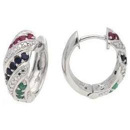 Paar Creolen Vivance "Edelsteine", silber (silber 925), Ohrringe, Damen, Silber 925 (Sterlingsilber)