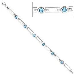 Silberarmband Jobo, silber (silber 925), Armbänder, Damen, Silber 925 (Sterlingsilber), 925 Silber mit blauen und weißen Zirkonia 19 cm