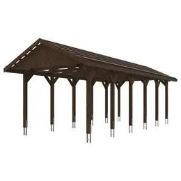 Skan Holz Einzelcarport SKANHOLZ "Wallgau", braun (nussbaum), B/H/T: 380cm x 215cm x 900cm, Carports, mit Dachlattung