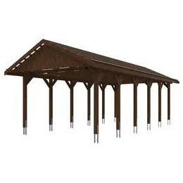 Skan Holz Einzelcarport SKANHOLZ "Wallgau", braun (nussbaum), B/H/T: 430cm x 215cm x 900cm, Carports, mit Dachlattung
