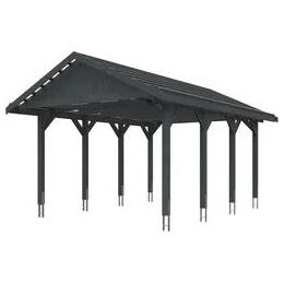 Skan Holz Einzelcarport SKANHOLZ "Wallgau", grau (schiefergrau), B/H/T: 430cm x 215cm x 600cm, Carports, mit Dachlattung