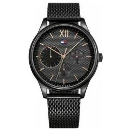 Multifunktionsuhr Tommy Hilfiger "DAMON", schwarz, Armbanduhren, Herren, Quarzuhr, Armbanduhr, Herrenuhr, Datum, Edelstahlarmband