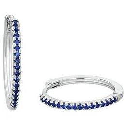 Paar Creolen Amor "2037028", bunt (silberfarben, blau, blau), Ohrringe, Damen, Silber 925 (Sterlingsilber), mit Zirkonia (synth.)