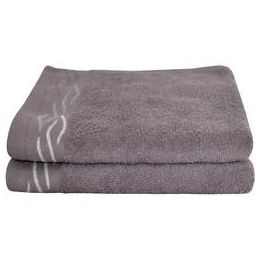 Handtücher Dyckhoff "Wave", grau, B:50cm L:100cm, Frottier, Baumwolle, Handtücher, mit Jacquard-Bordüre