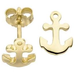 Paar Ohrstecker Jobo "Ohrringe mit Anker-Motiv", gelb (gelbgold 375), Ohrringe, Damen, Gelbgold 375, 375 Gold
