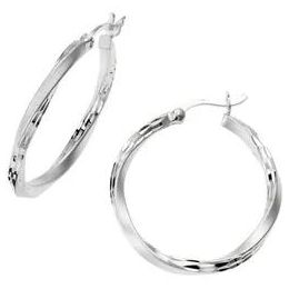 Paar Creolen Firetti "Schmuck Geschenk Silber 925 Basic diamantiert" Gr. 40, silber (silberfarben), Ohrringe, Damen, 40, Silber 925 (Sterlingsilber)