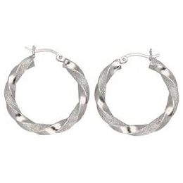Paar Creolen Smart Jewel "gedreht, teilweise mit Glitter, Silber 925", silber, Ohrringe, Damen, Silber 925 (Sterlingsilber)