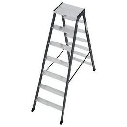 Doppelleiter Krause "SePro D", grau (anthrazit), B:53cm H:25cm L:163cm, Aluminium, Leitern, Alu eloxiert, 2x7 Stufen, Arbeitshöe ca. 306 cm